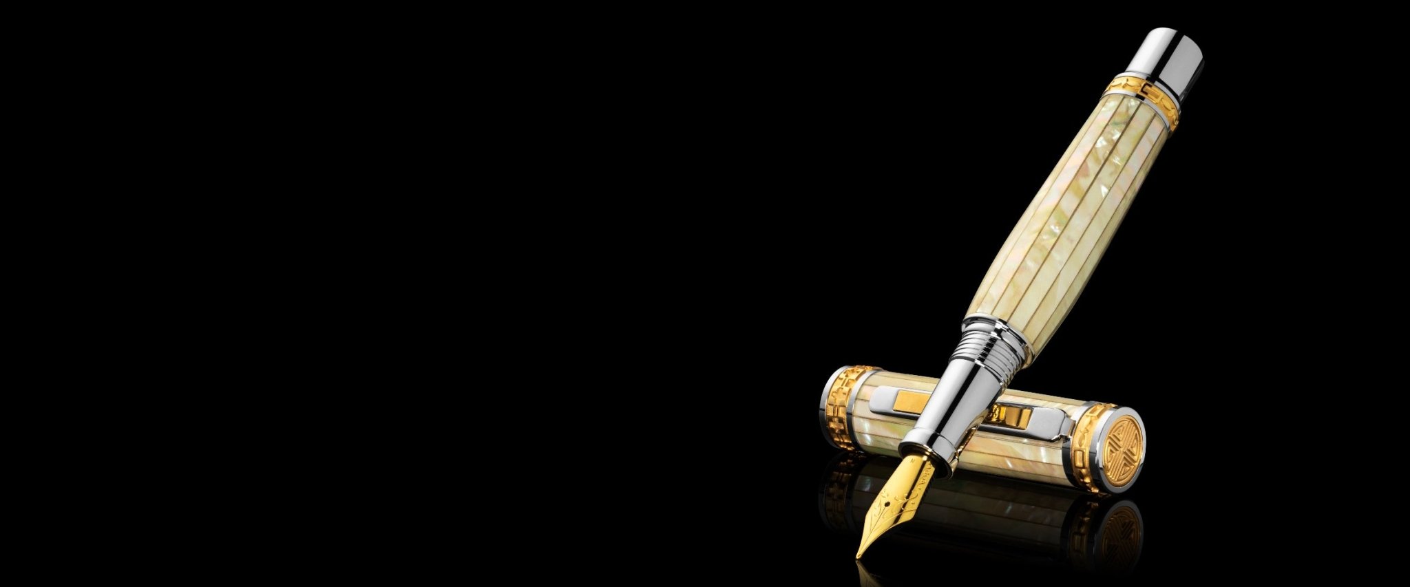 White Fountain Pen | Mother of Pearl Fountain Pens by Pitchman