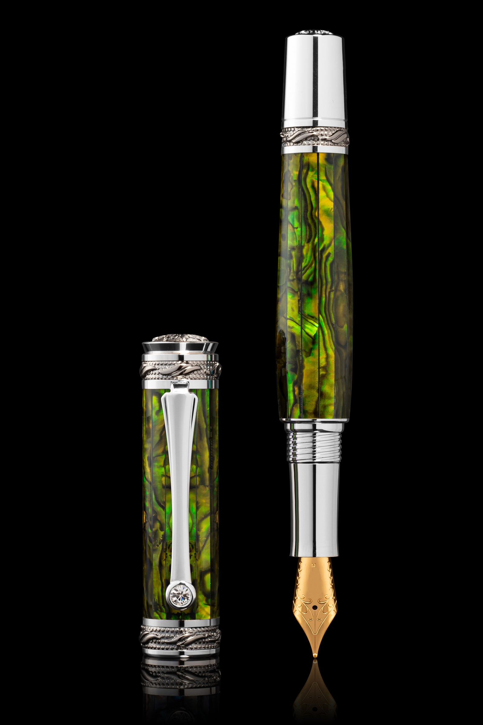 The Tycoon - Green Gold Abalone Shell Fountain Pen | Pitchman®