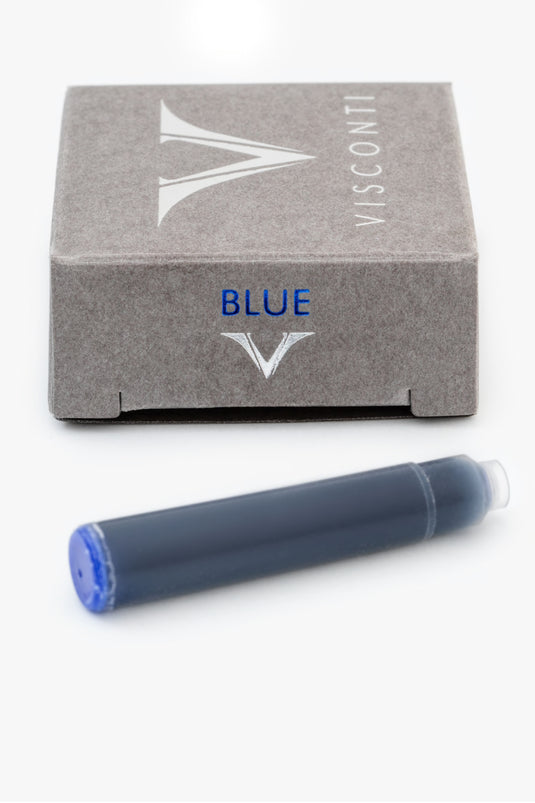 Visconti Blue Ink Cartridges. Standard International Short - box of 10