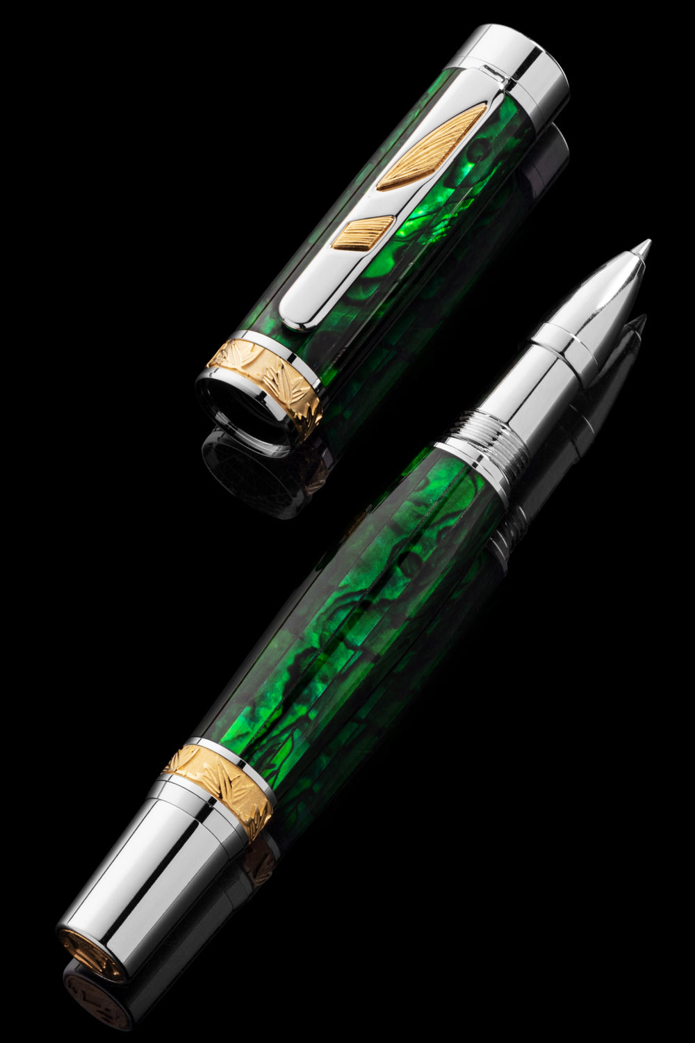 The Rainmaker - Emerald Abalone Shell Rollerball Pen | Pitchman®
