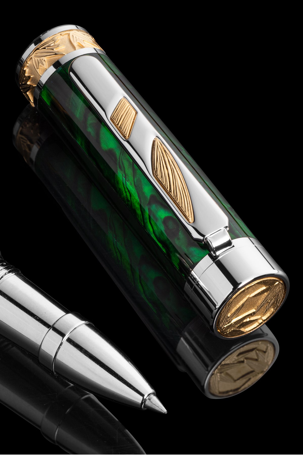 The Rainmaker - Emerald Abalone Shell Rollerball Pen | Pitchman®